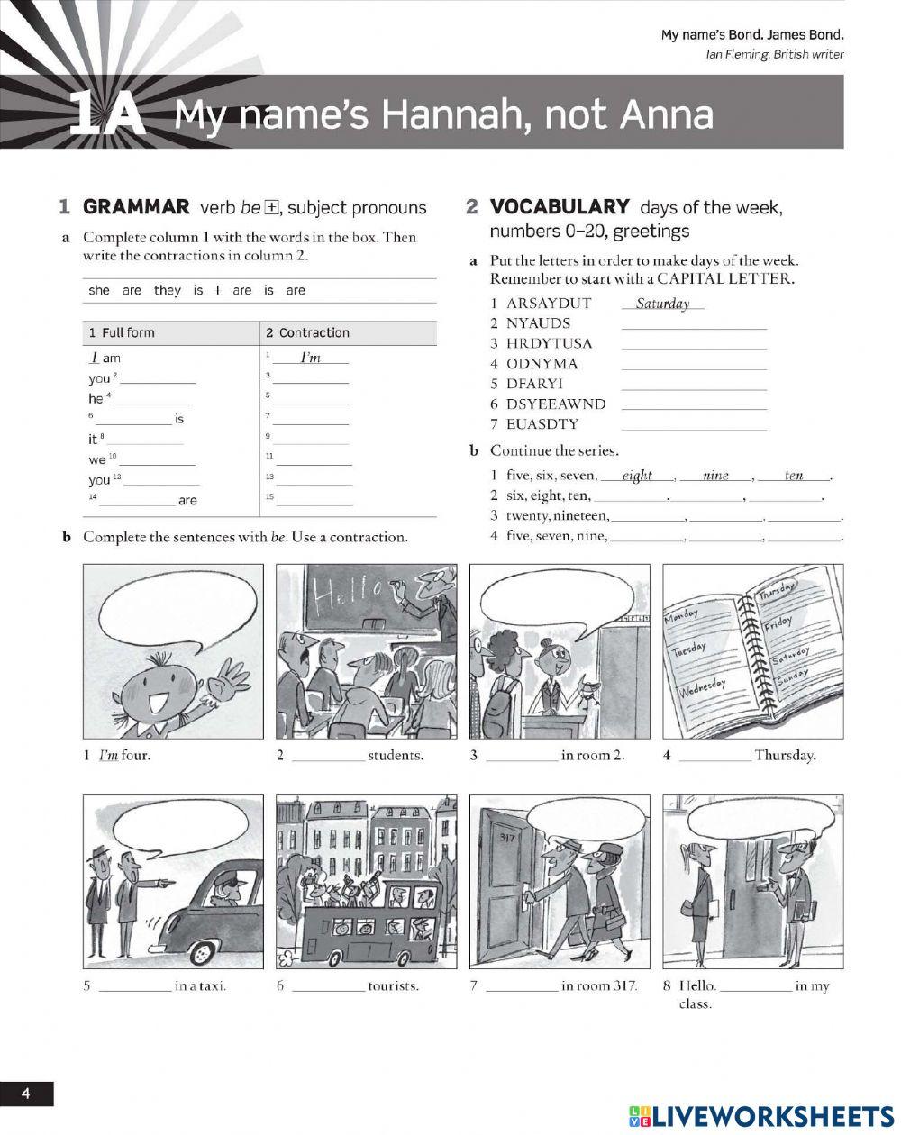 My name's Hannah, not Anna (Workbook) online exercise for | Live Worksheets