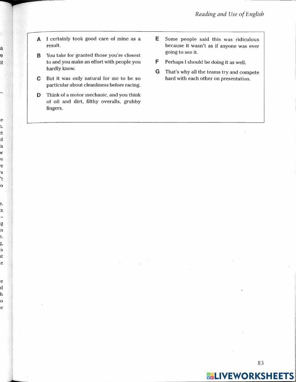 FCE Reading test | Free Interactive Worksheets | 2168624