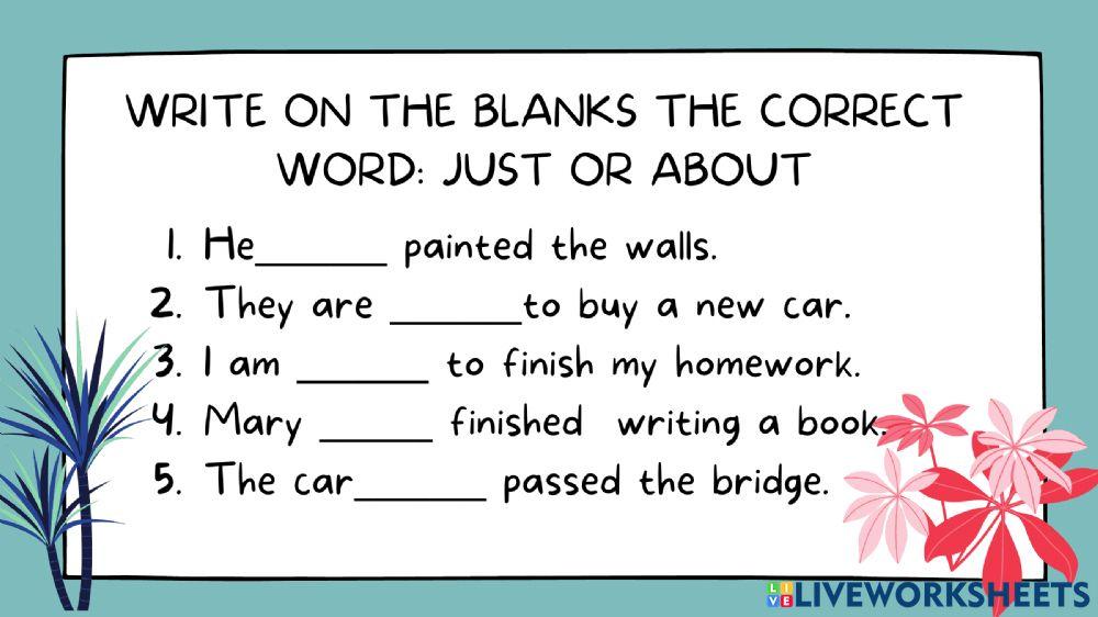 Just and about 2168628 | key0906 | Live Worksheets