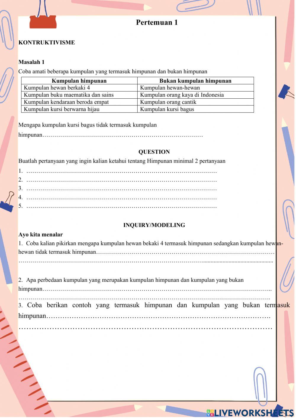 pertemuan 1 online exercise for | Live Worksheets