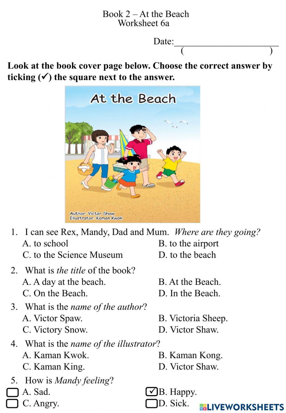 6a Book Cover Worksheet worksheet | Live Worksheets