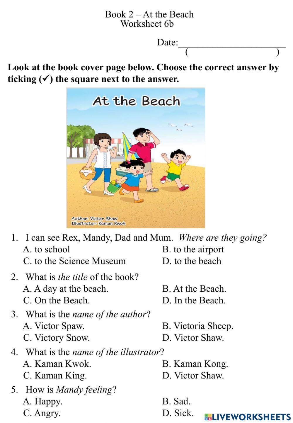 6b Book Cover Worksheet worksheet | Live Worksheets