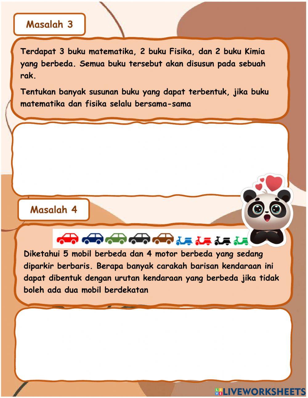 Permutasi interactive worksheet for 12 | Live Worksheets