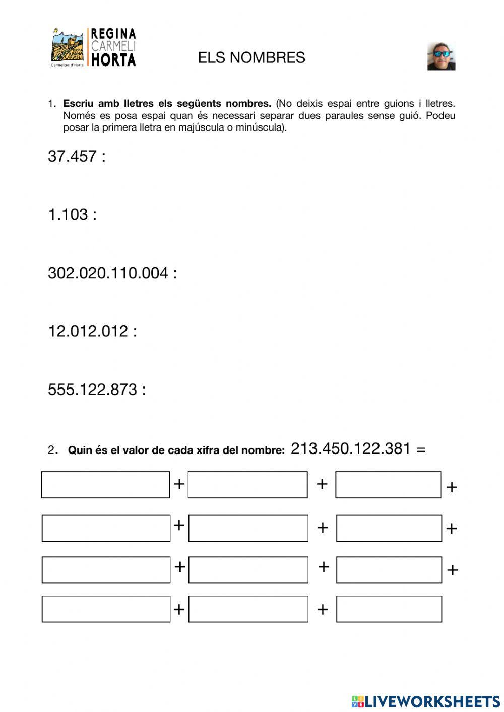 Els nombres interactive exercise | Live Worksheets