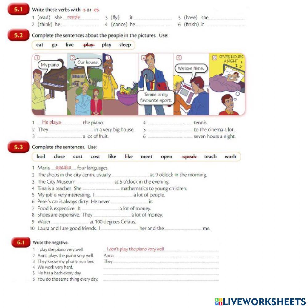 Present Simple online exercise for Elementary | Live Worksheets