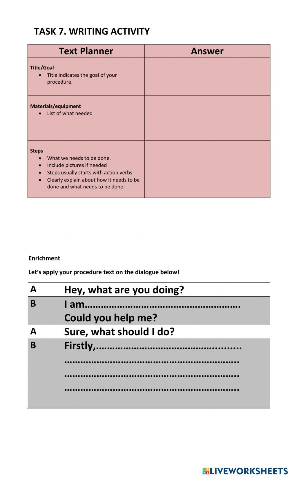 Manual exercise | Live Worksheets