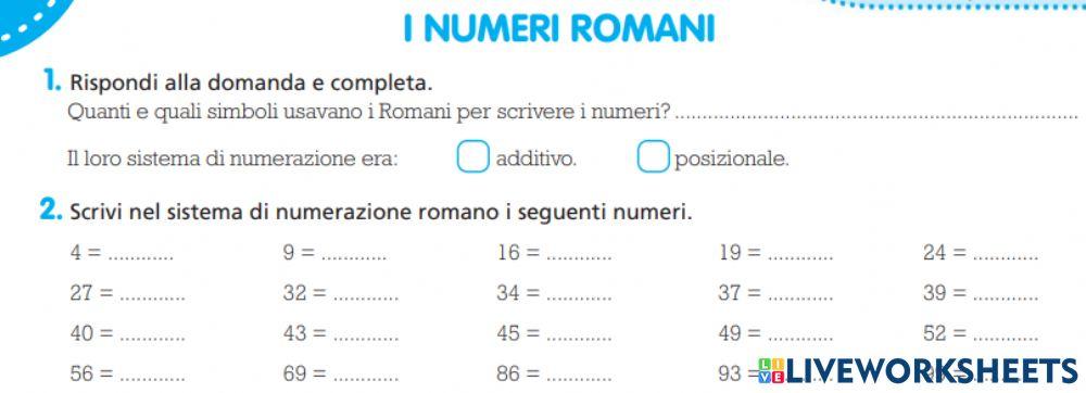Numeri romani | Free Interactive Worksheets | 2169496