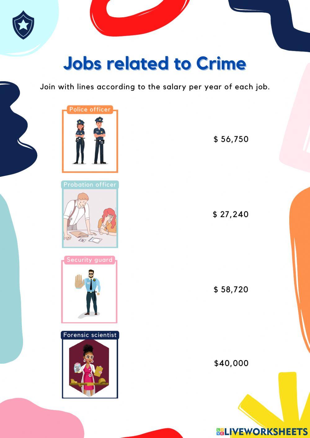 Jobs related to Crime worksheet | Live Worksheets