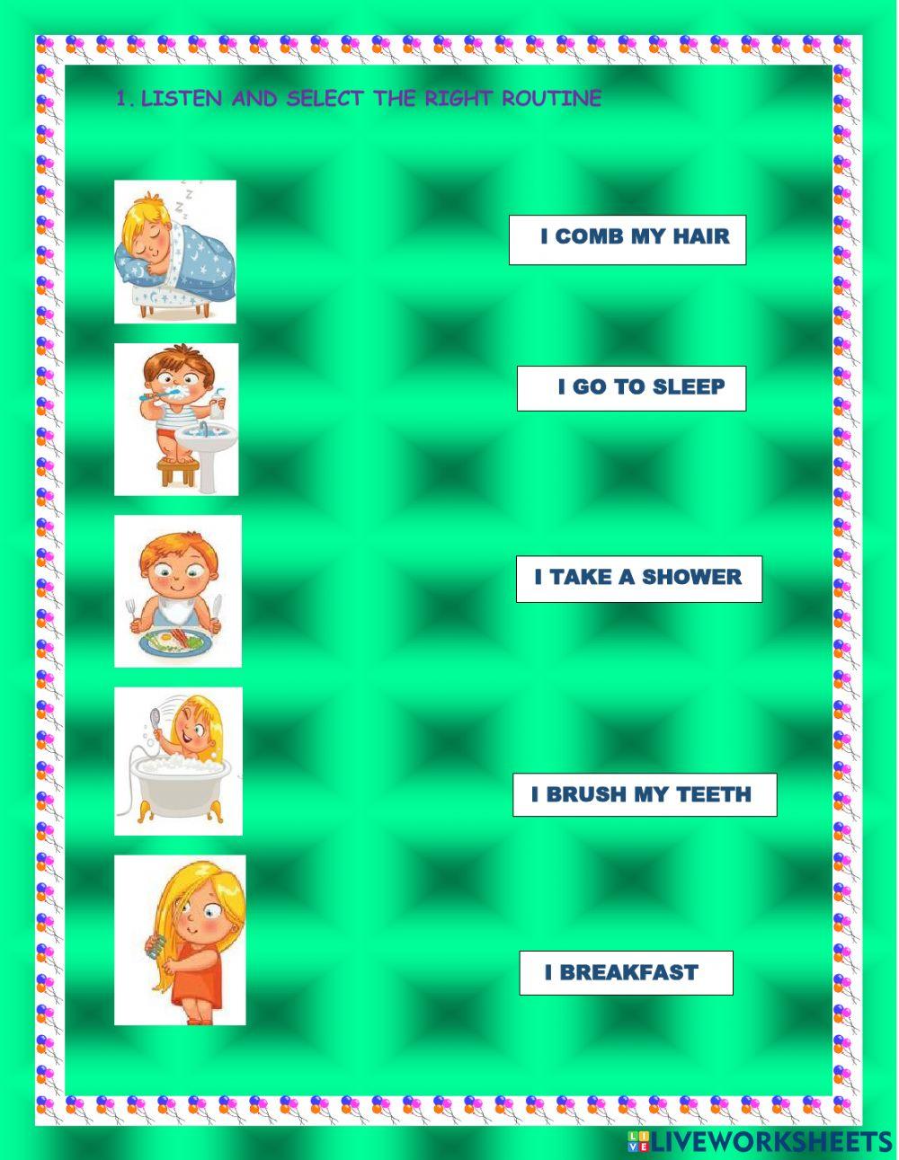 Rutinas free worksheet | Live Worksheets