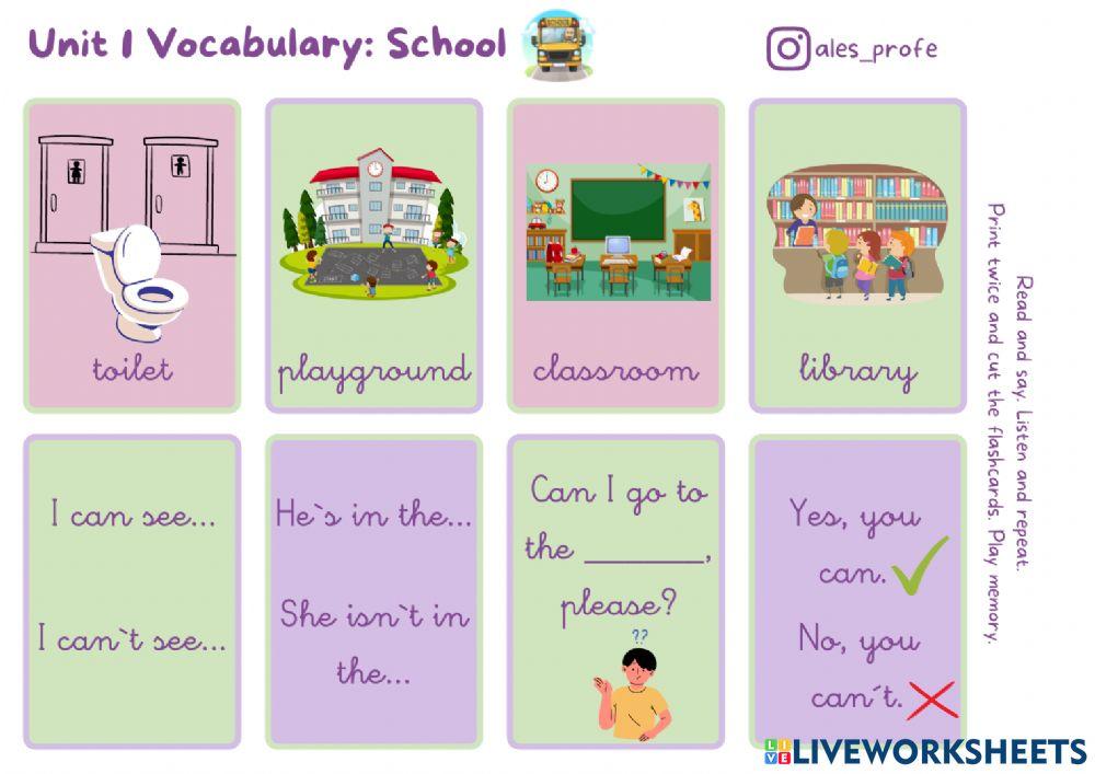 Vocabulary: School worksheet | Live Worksheets
