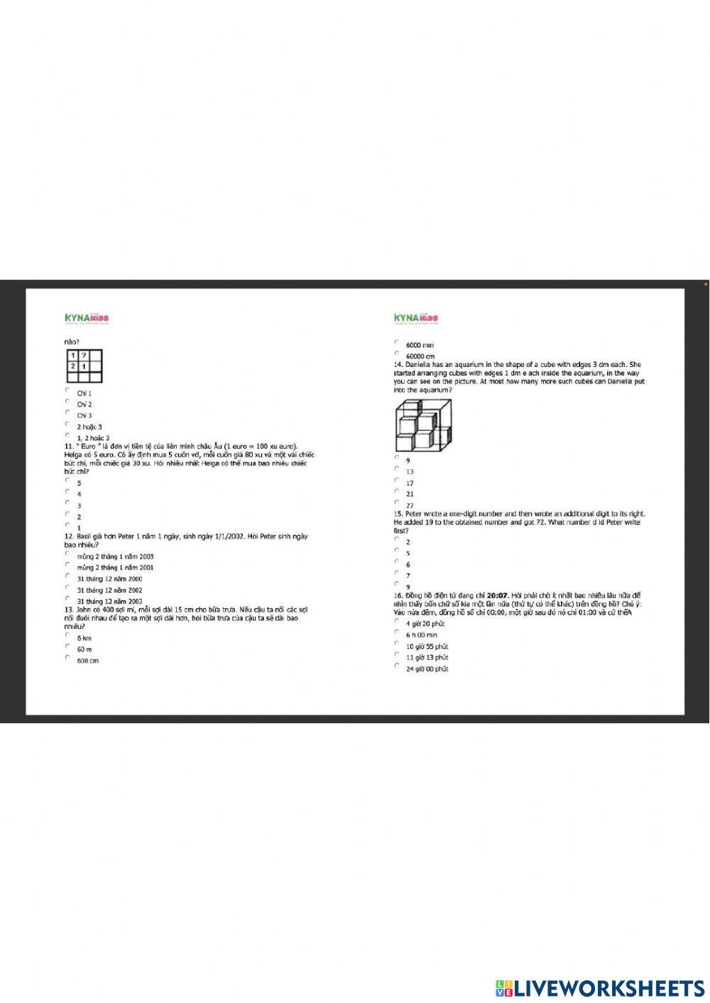 Math online exercise for 4 | Live Worksheets