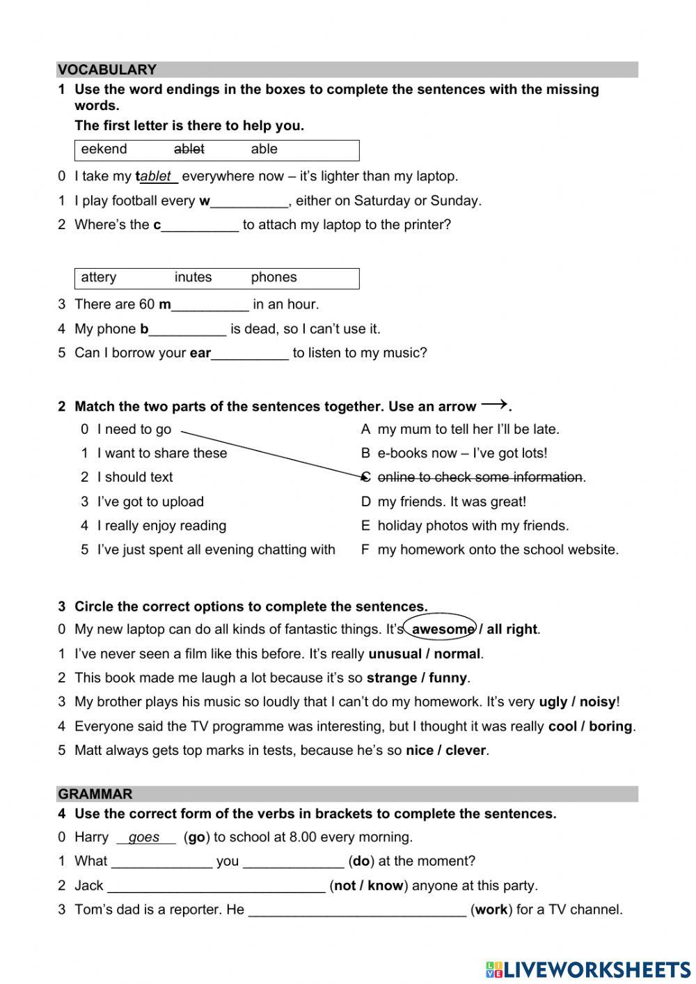 Test WW 3 Unit 1 Language worksheet | Live Worksheets