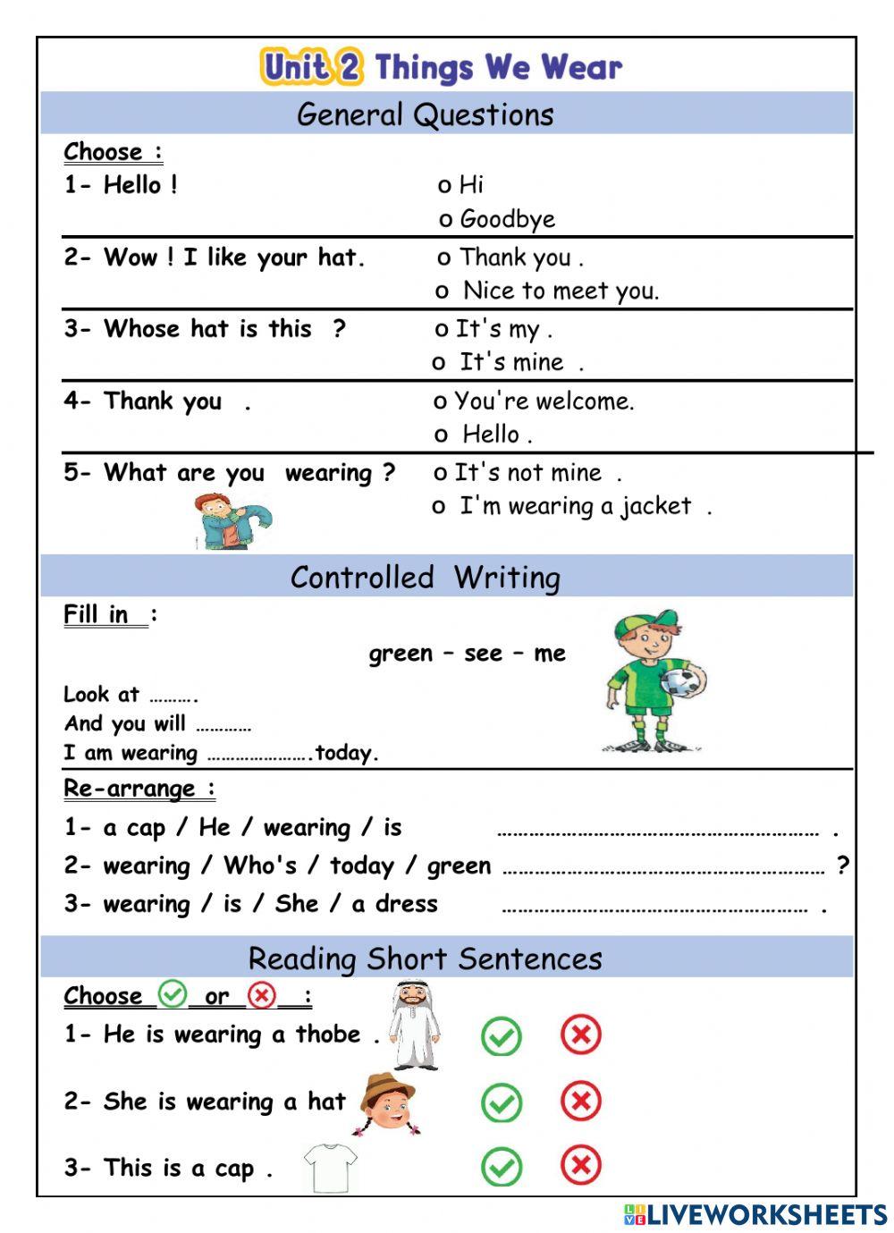 5360037 | Revision unit 2 Things We Wear | Amal Alahmari