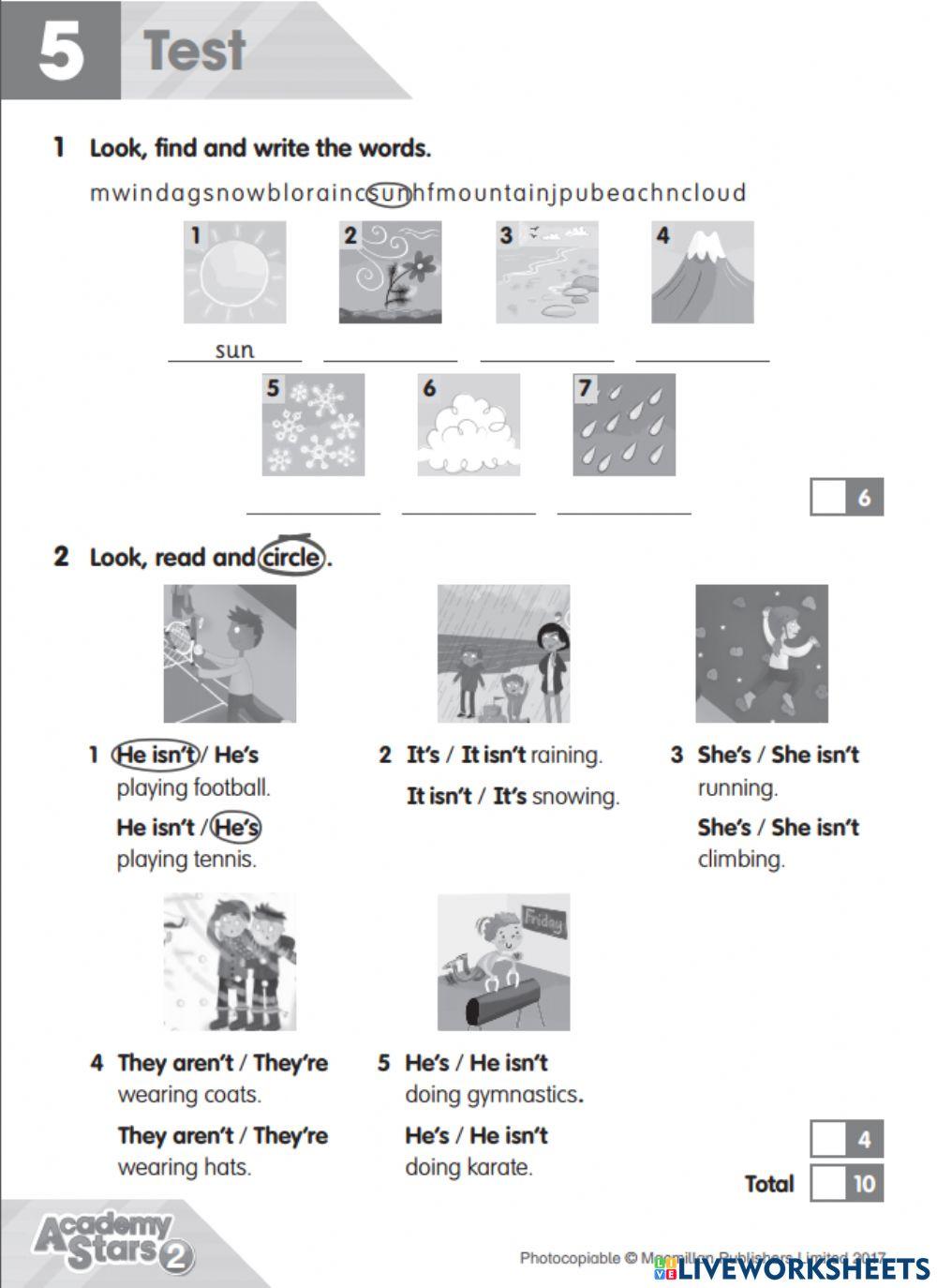 Academy Stars Test 5 online exercise for | Live Worksheets