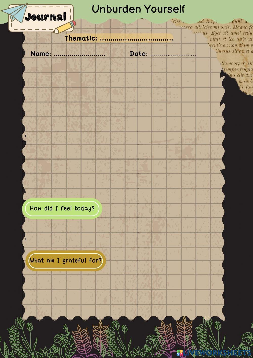 Unburden Yourself activity | Live Worksheets