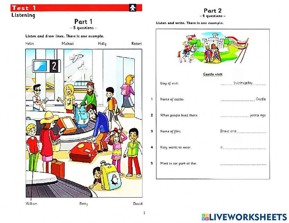 Flyers2-Test1- Listening online exercise for Flyers | Live Worksheets