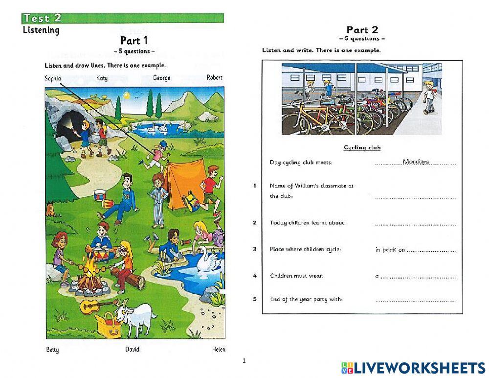 Flyers3-Test2- Listening online exercise for Flyers | Live Worksheets