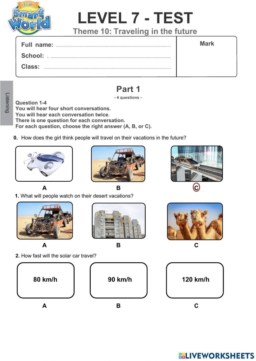 Test-Theme 10-Listening 2170815 | mlenglish25 | Live