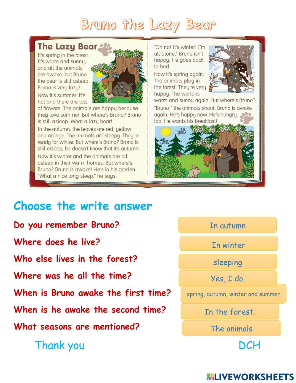 Bruno the Lazy … | Free Interactive Worksheets | 2171923