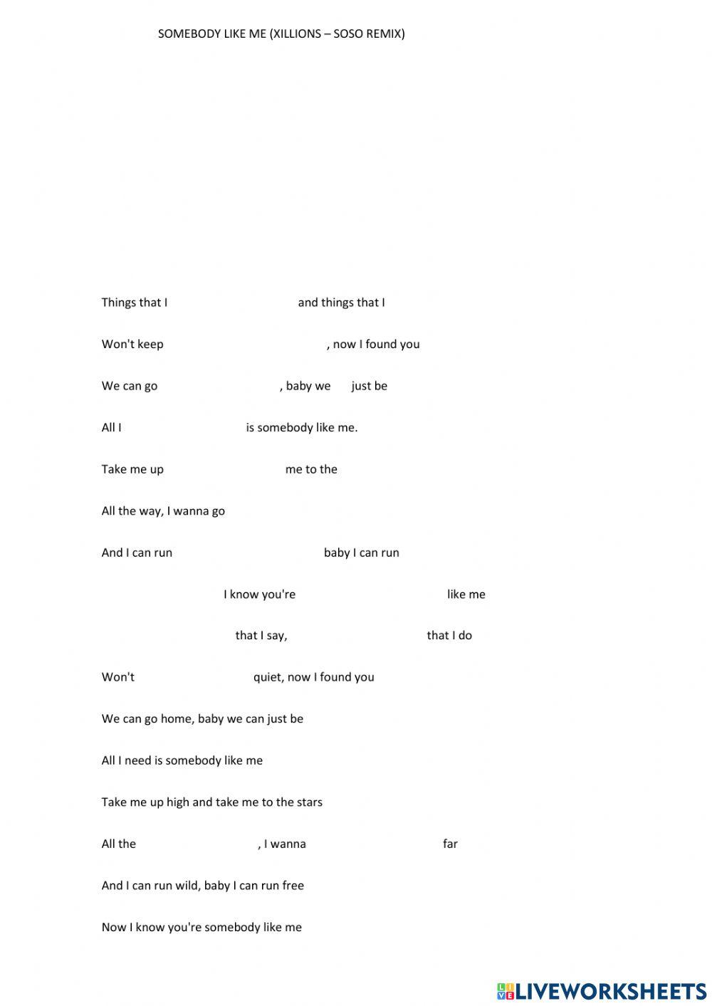 Somebody like me worksheet | Live Worksheets