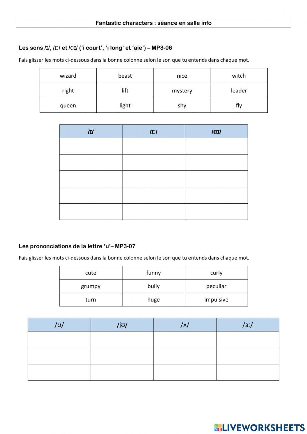 Listening - pronounciation - i - u - accents - can worksheet | Live ...