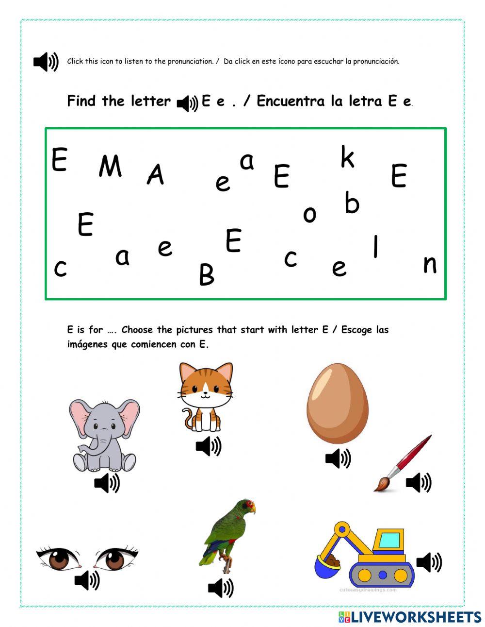 2171440 | Letter E | MissMooni123 | LiveWorksheets