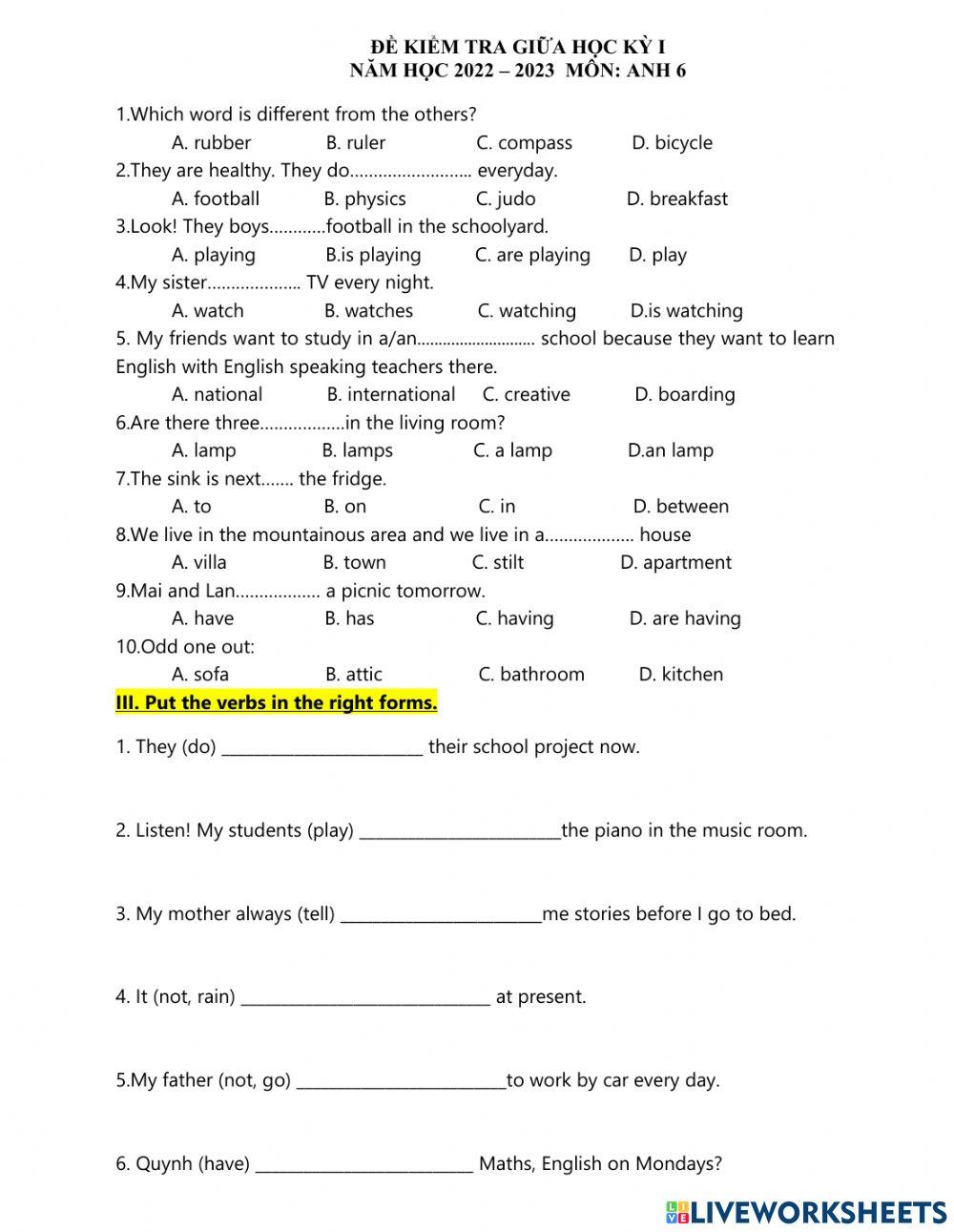 G6-e6.test2 gk1 worksheet | Live Worksheets
