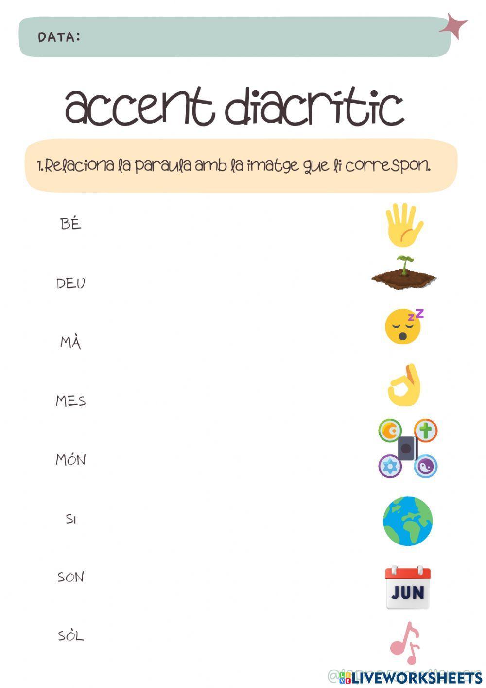 Accent diacrític | Free Interactive Worksheets | 2196783