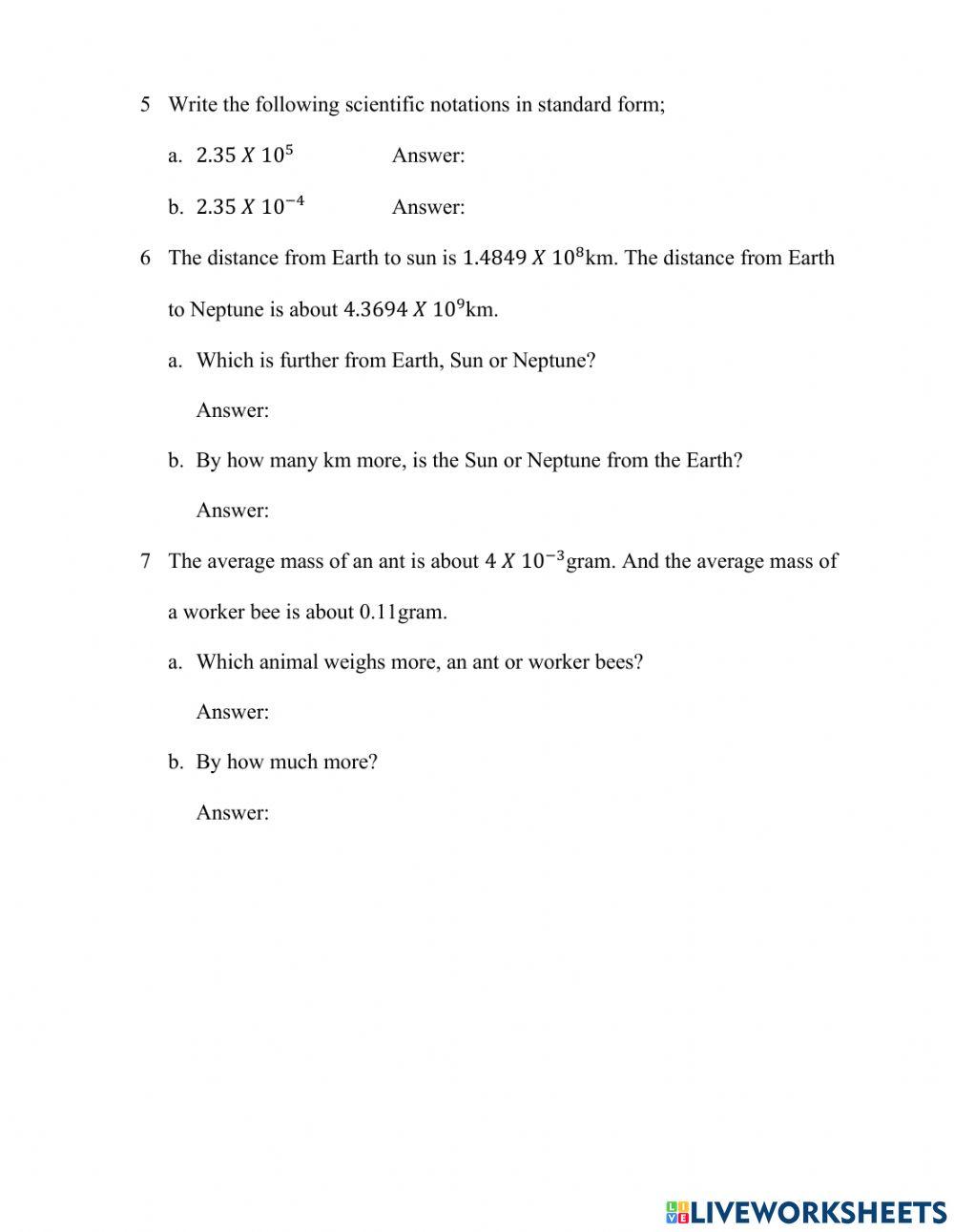 scientific notation negative exponents worksheet