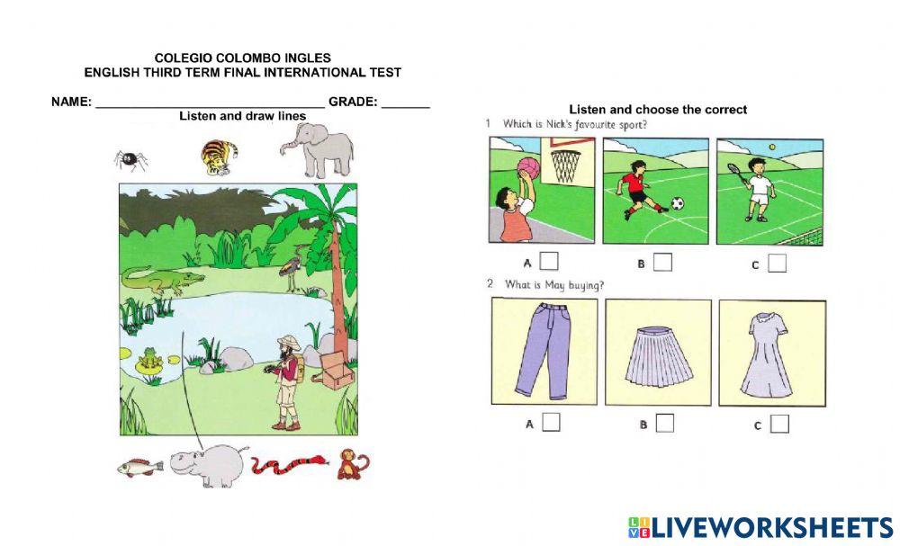 English Fourth Exam worksheet | Live Worksheets