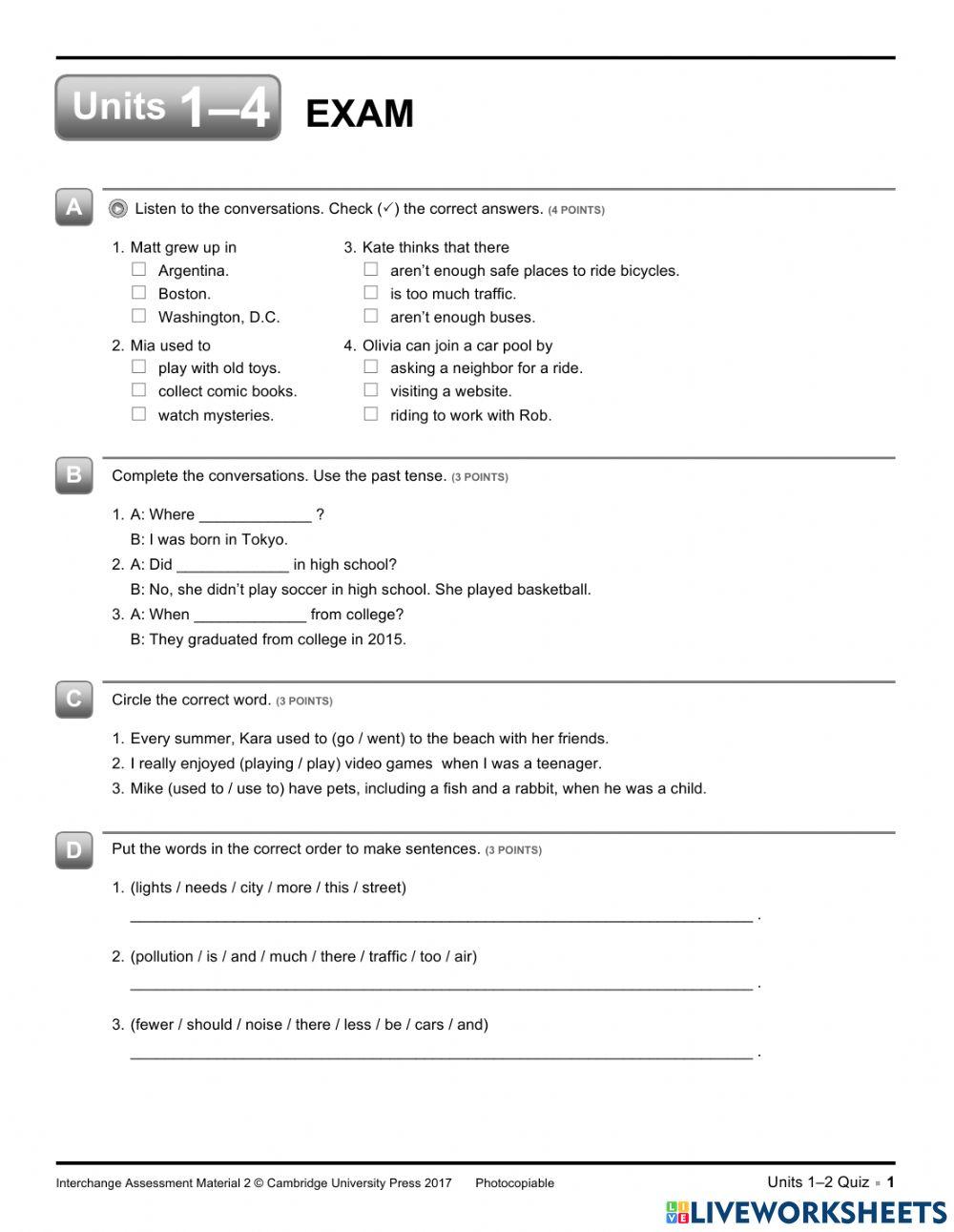 Interchange 2, … | Free Interactive Worksheets | 2468547