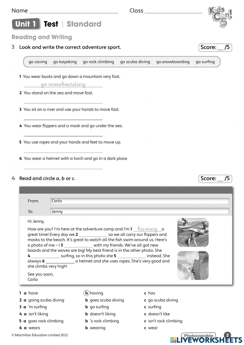 Unit 1 - Reading | Free Interactive Worksheets | 6910802