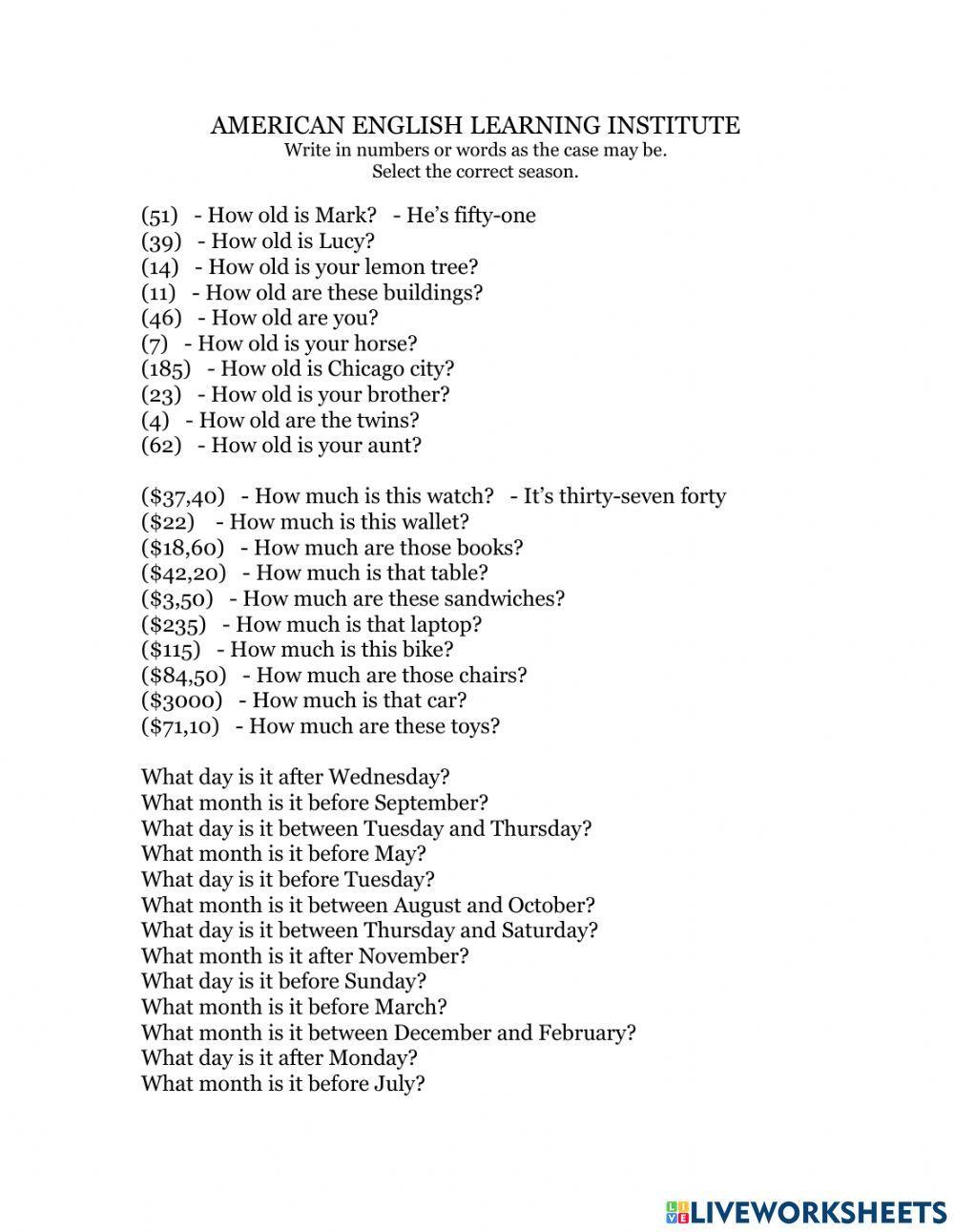 09 How much, how old, dates | estudios22 | Live