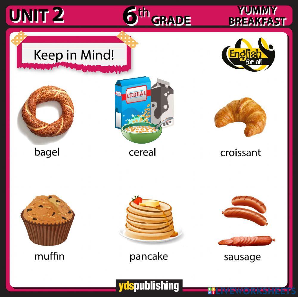 Unit 2 yummy breakfast words 2197460 | Ceyda ÇELİK | Live