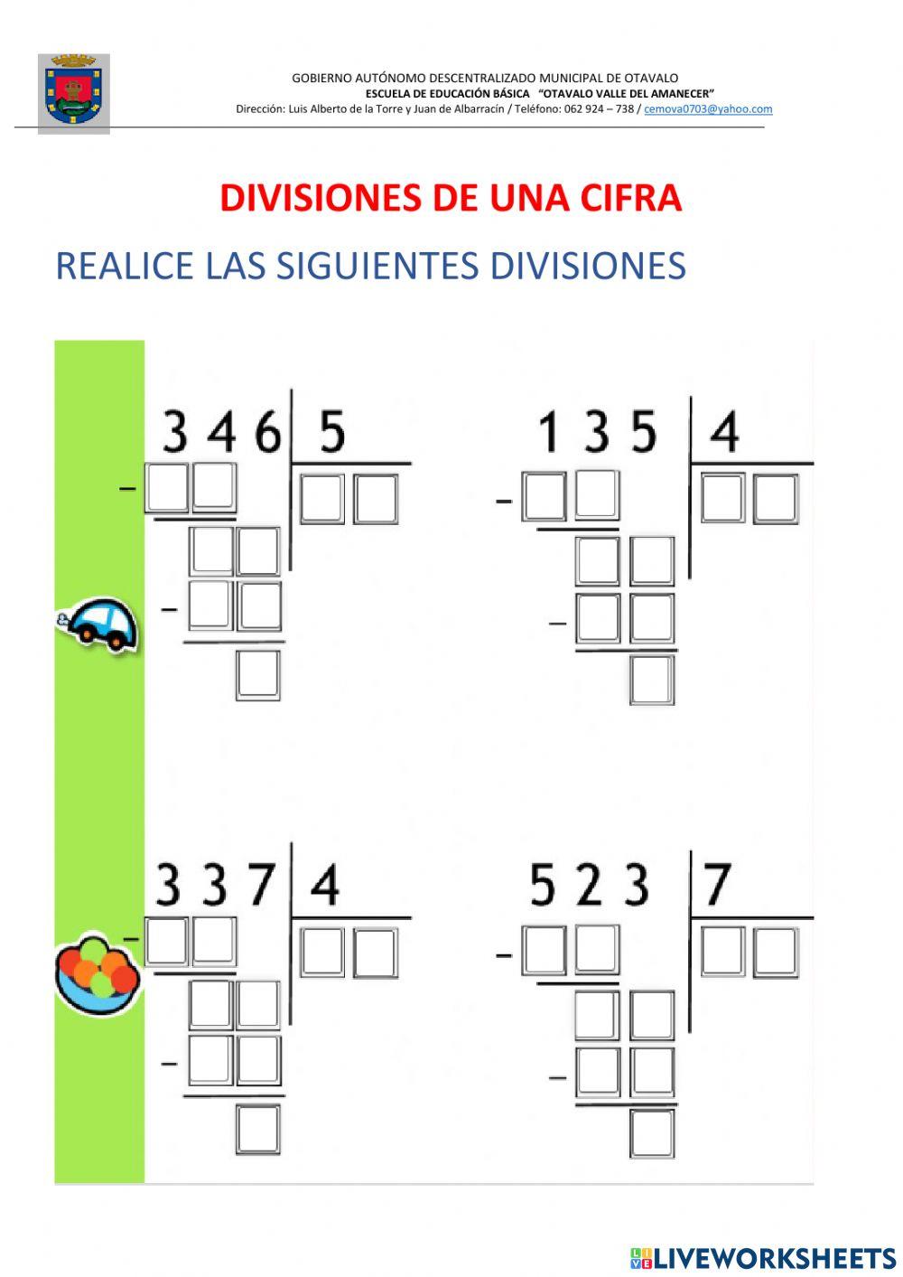 DIVISIONES DE NÚMEROS NATURALES DE UNA CIFRA 2468783