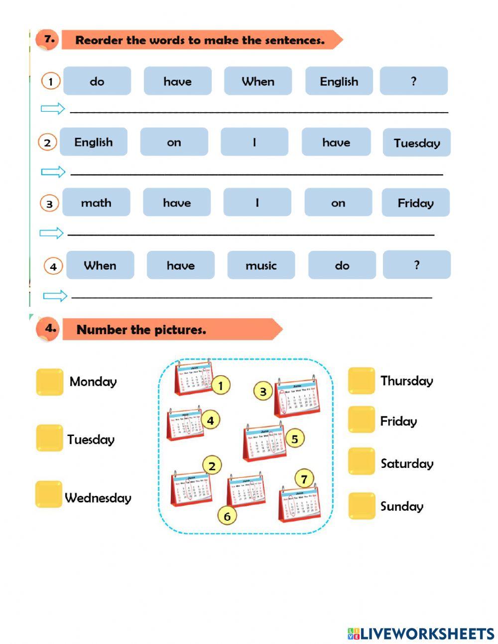 School online exercise for 3 | Live Worksheets