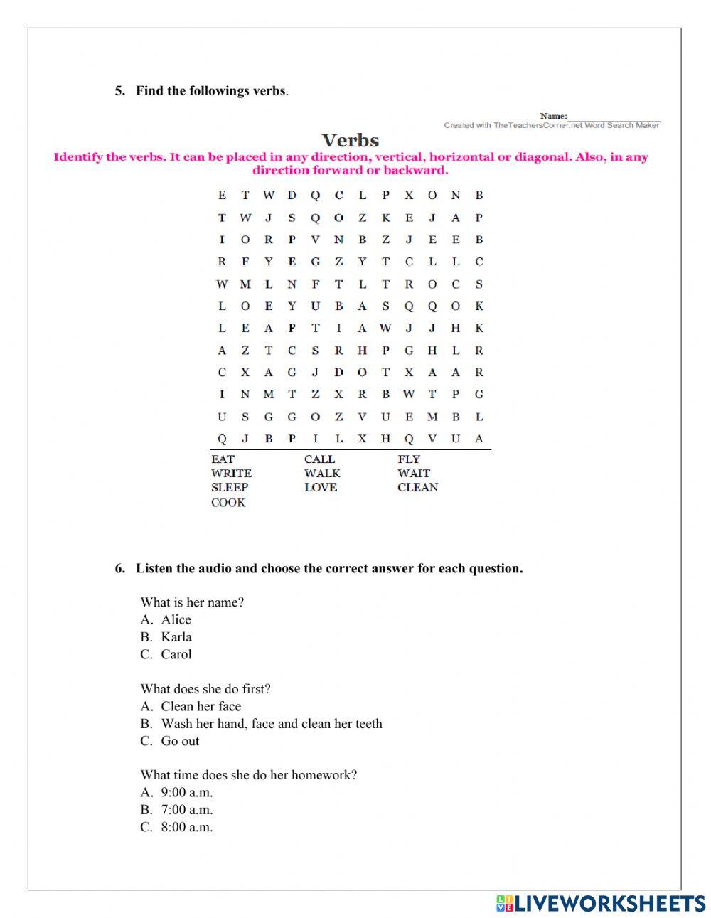 Verbs online exercise for 9th | Live Worksheets