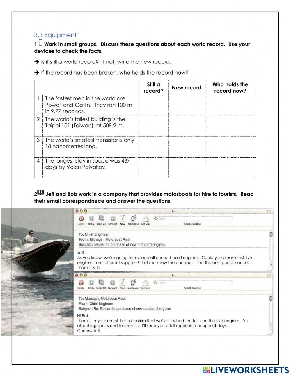 Revision of Technical English 2 Unit 3.3 Equipment worksheet | Live ...