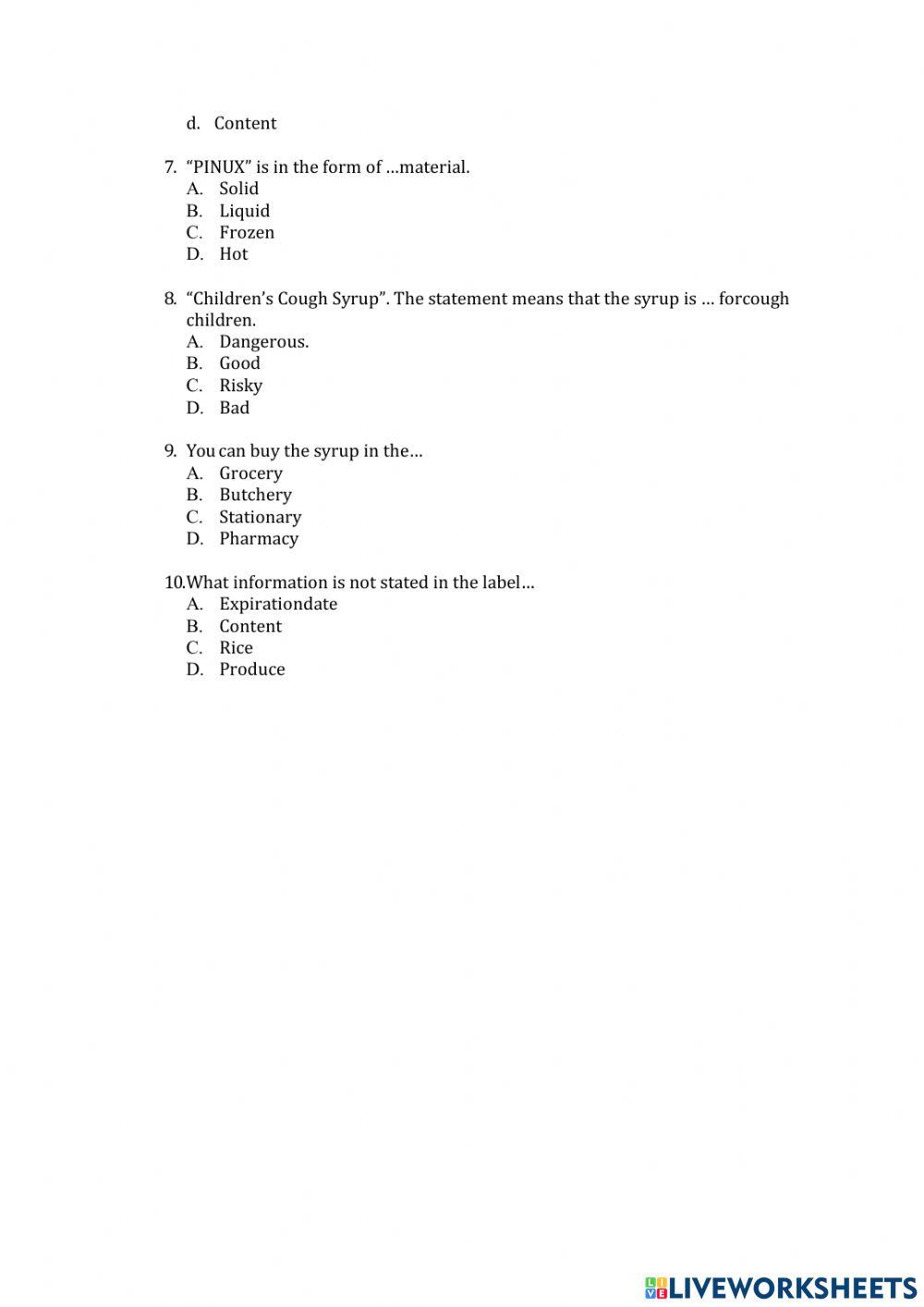 Soal label 2207666 | diahkaniasari | LiveWorksheets