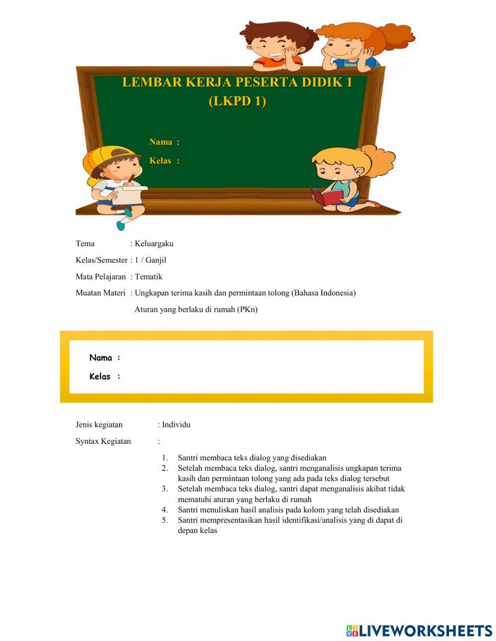 LKPD 1 Analisis Teks Dialog worksheet | Live Worksheets