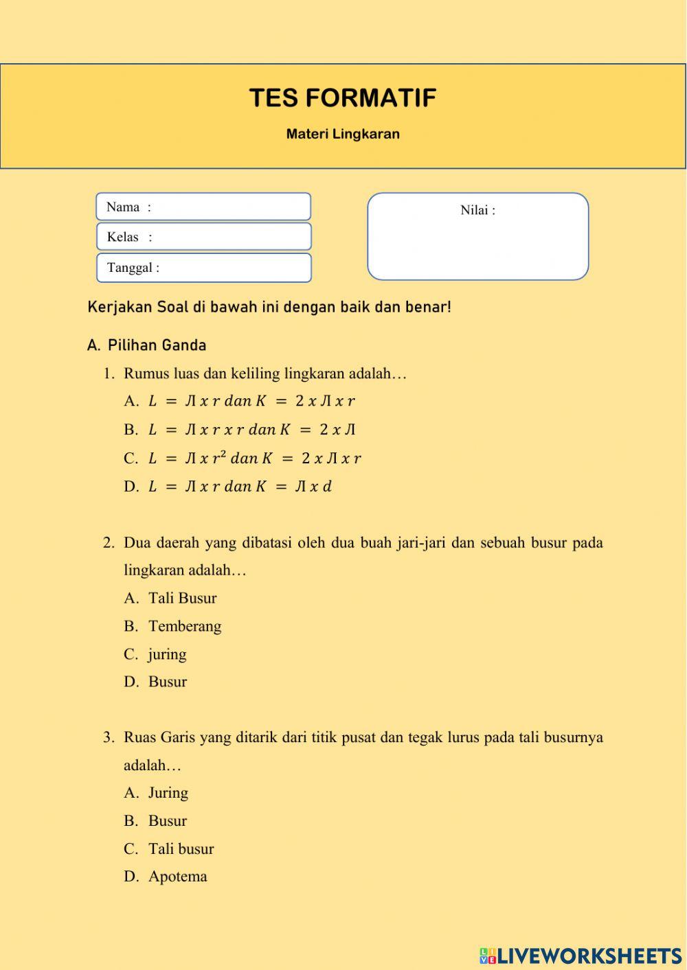 Formatif Lingkaran 2207936 | alyanrslma | Live