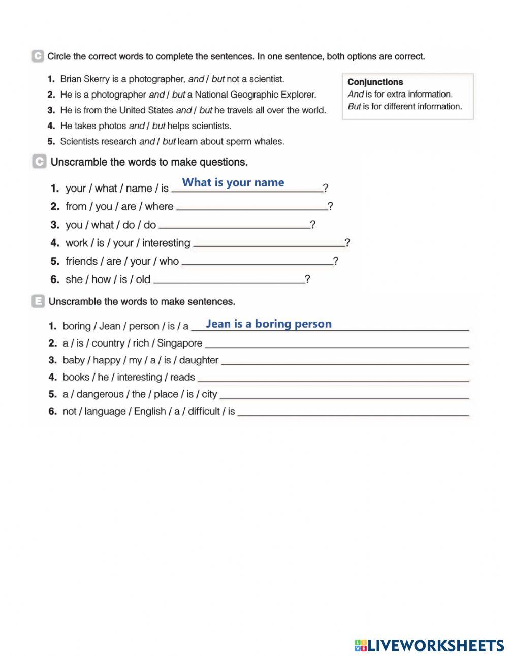 2476218 | Adjectives - Conjuctions - Be | Javier Diaz