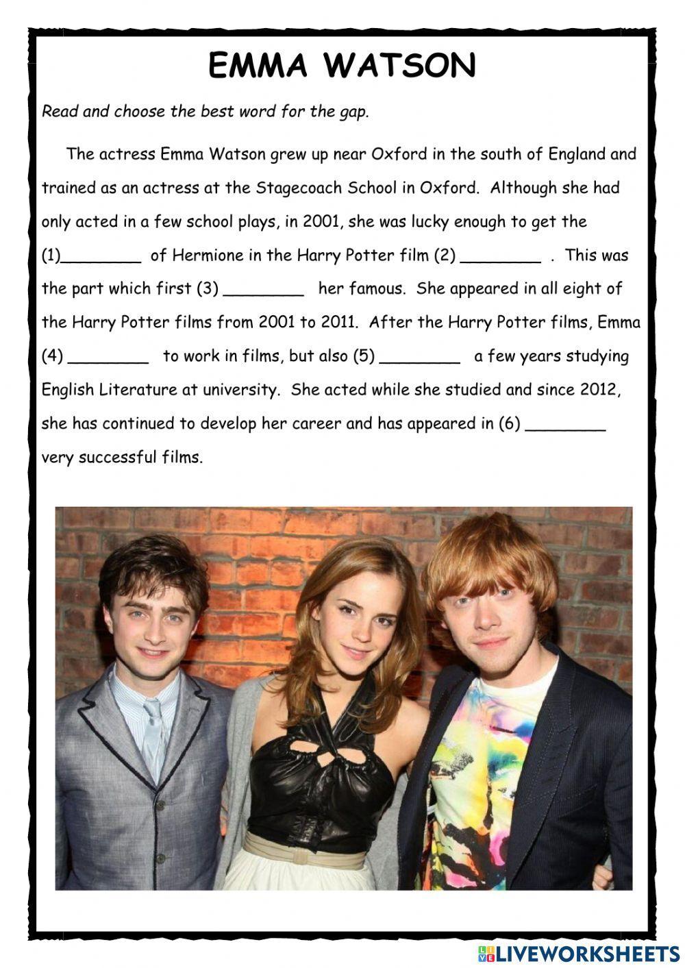 Emma Watson activity | Live Worksheets