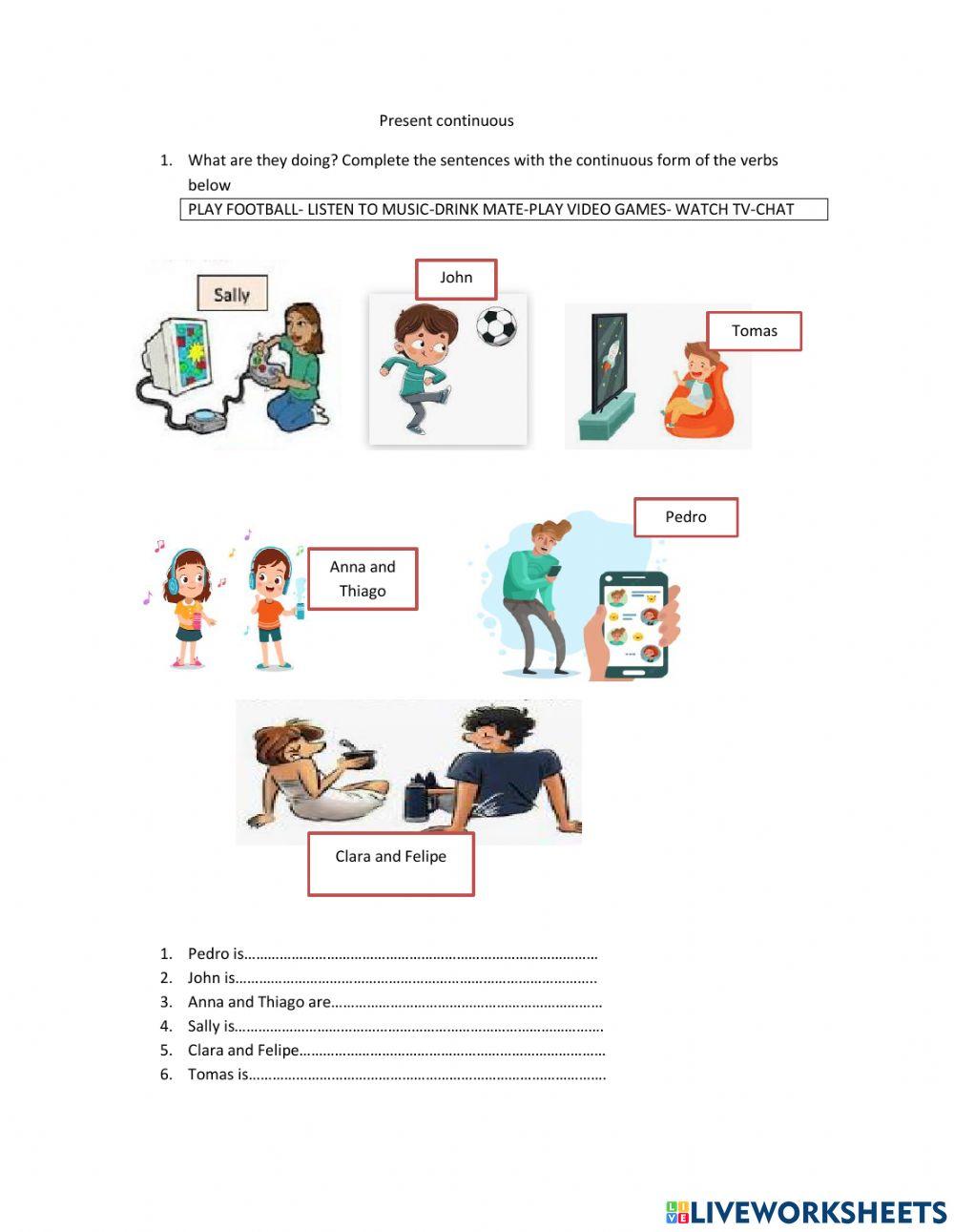 PRESENT CONTINUOUS online exercise for Elementary | Live Worksheets