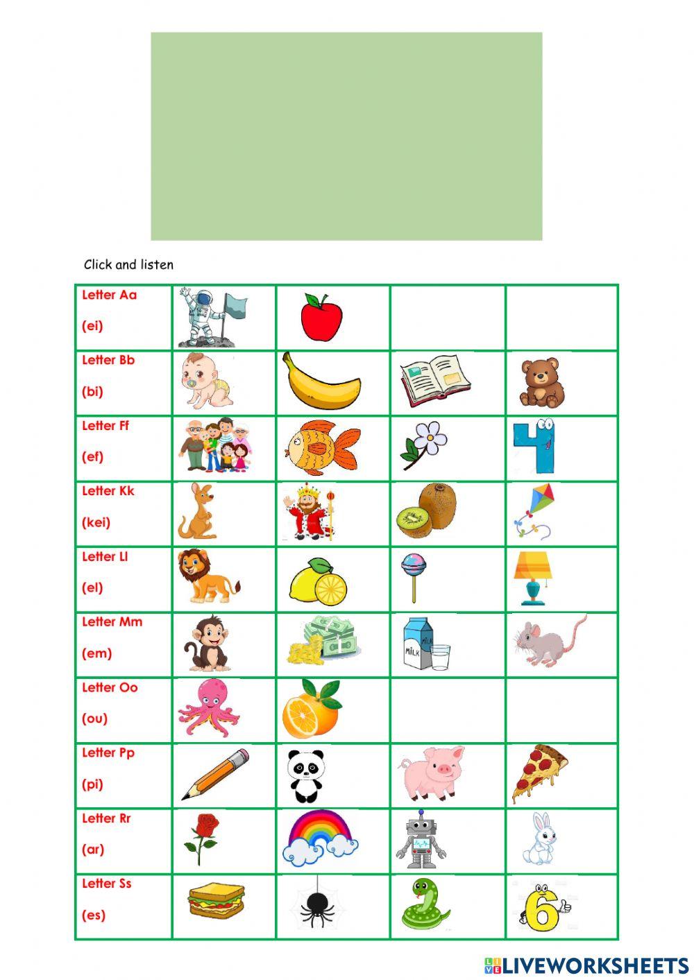 Letters online exercise for FIRST | Live Worksheets