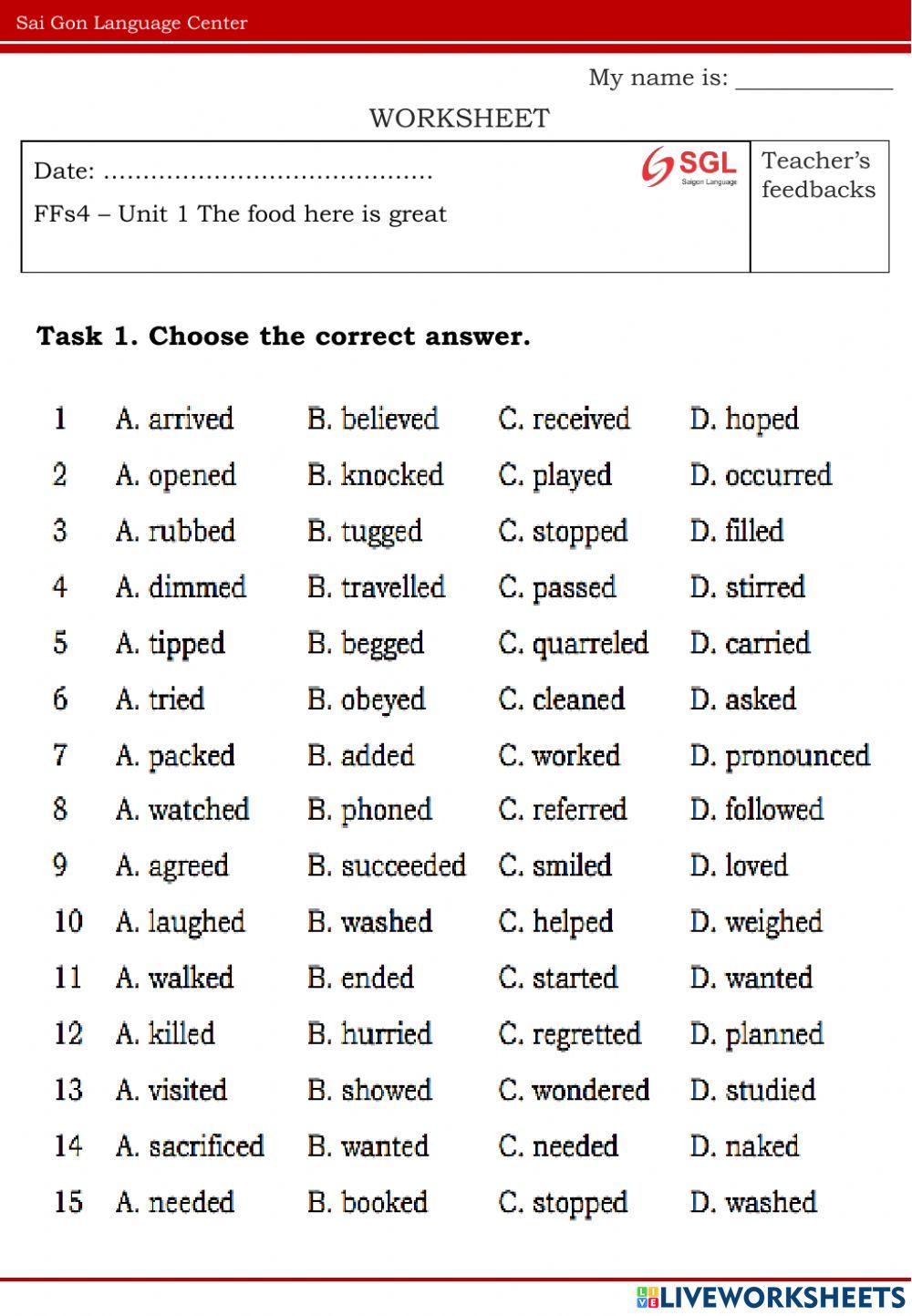 2208700 | Unit 1 | MsHuong99 | LiveWorksheets