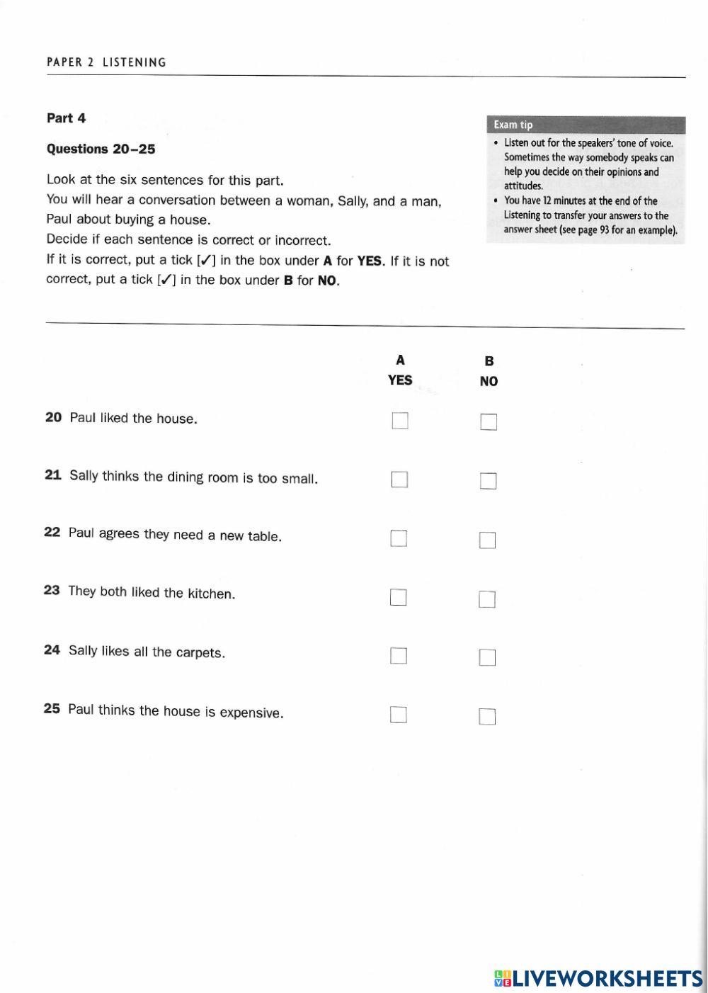 Listening practice 1 online exercise for | Live Worksheets