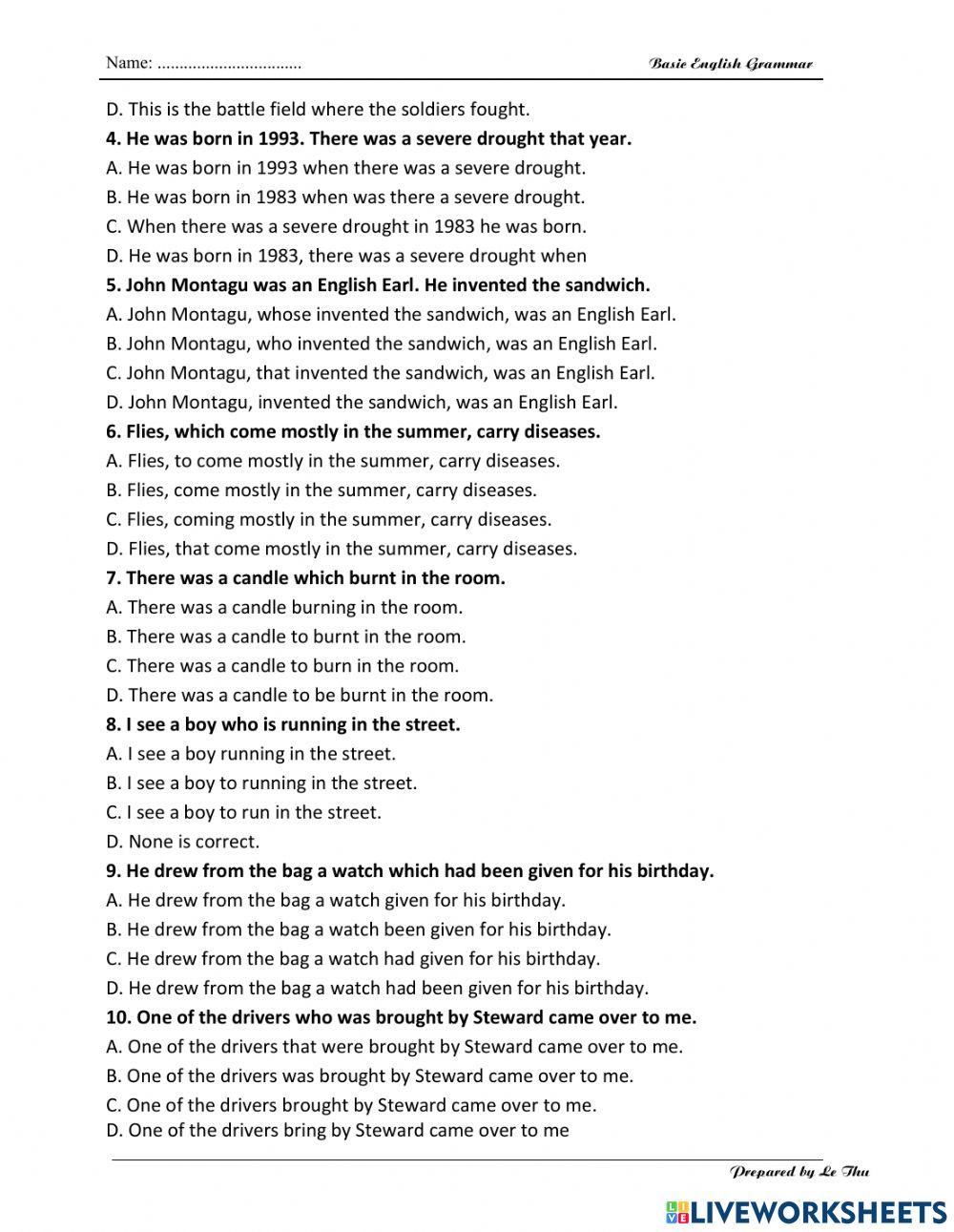 Lesson19 - 2k8 - Homework worksheet | Live Worksheets