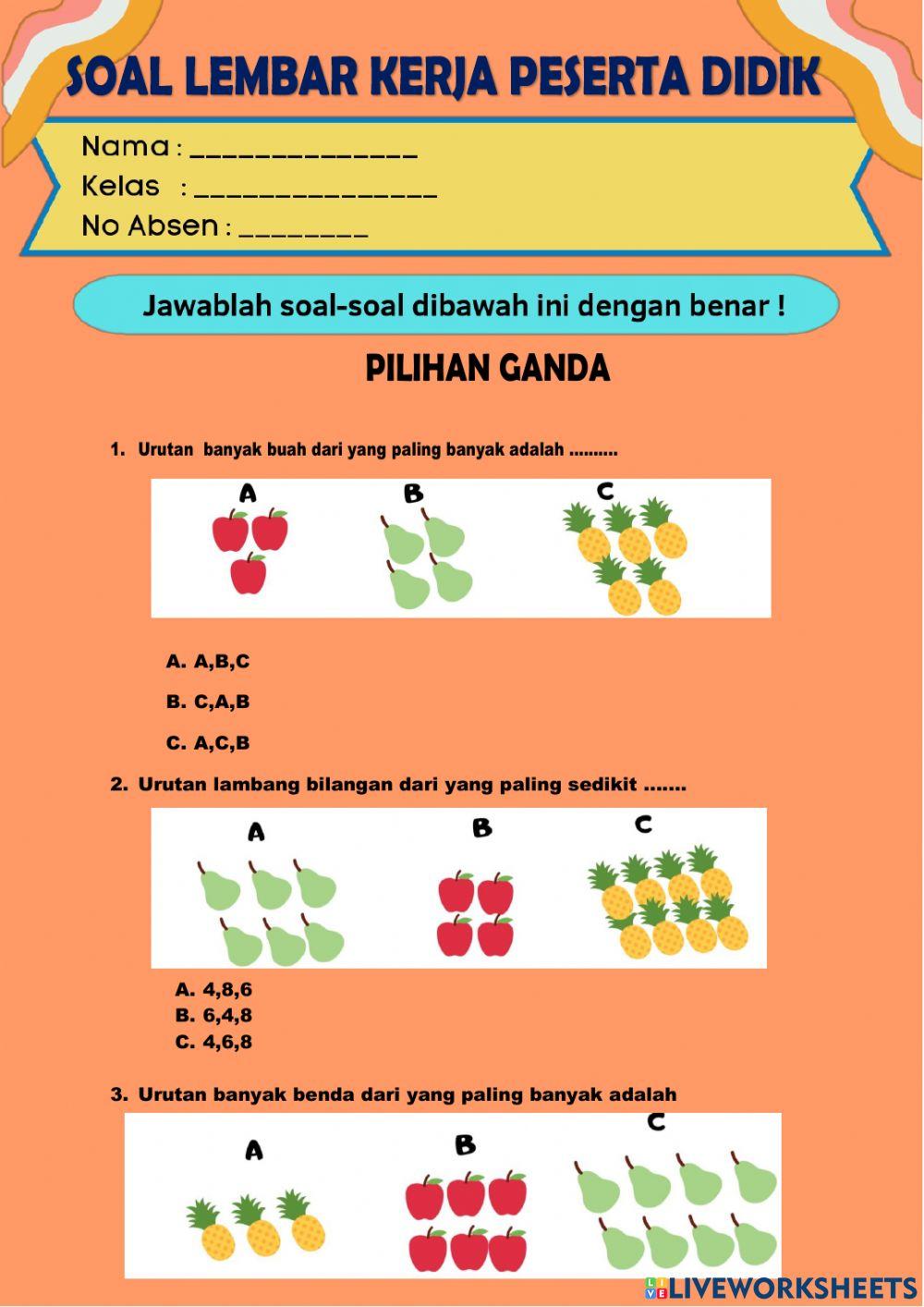 Lkpd matematika kelas 1 sd worksheet | Live Worksheets