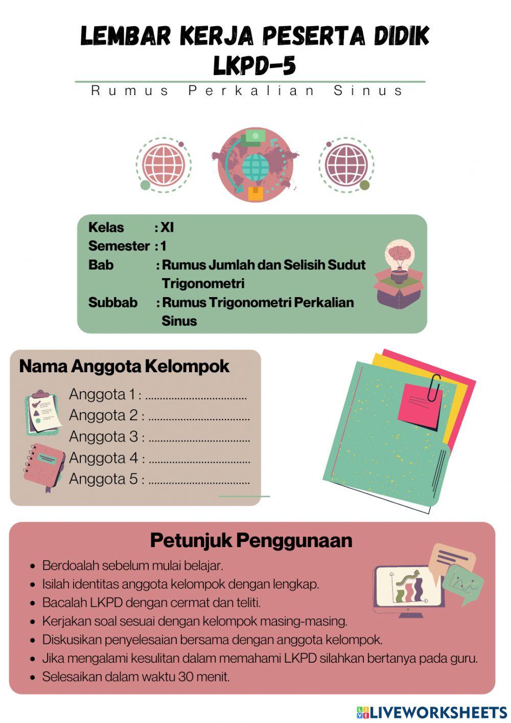 LKPD Perkalian untuk Sinus online exercise for | Live Worksheets